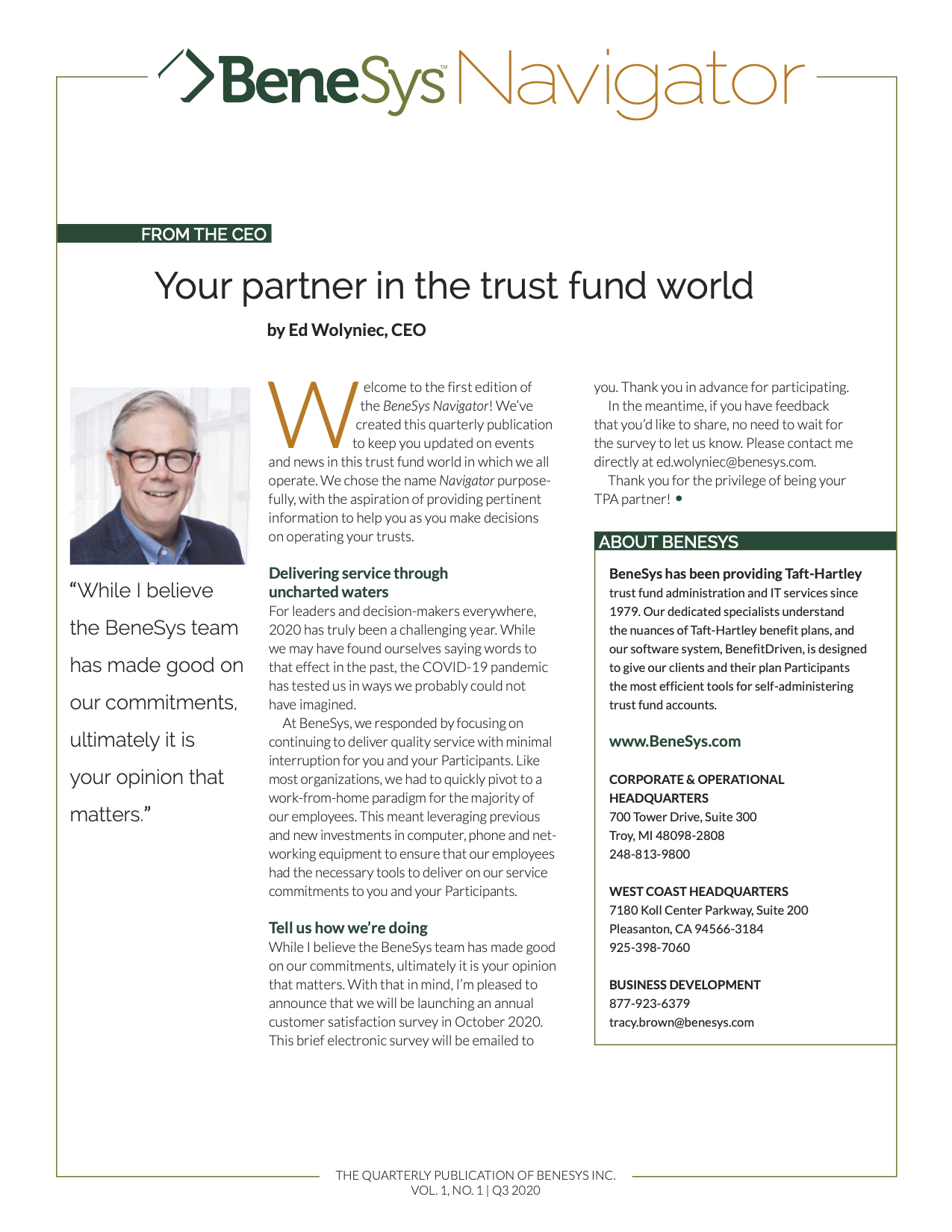 BeneSys Navigator - Q3-2020 - BeneSys